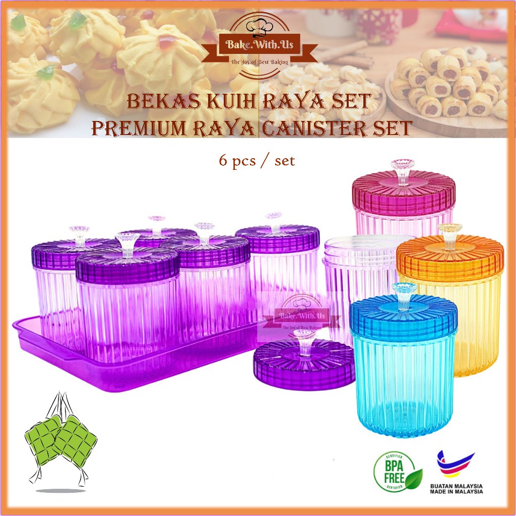 Bekas Kuih Raya Set / Cookies Container Set / Bekas Kuih Raya / Balang ...