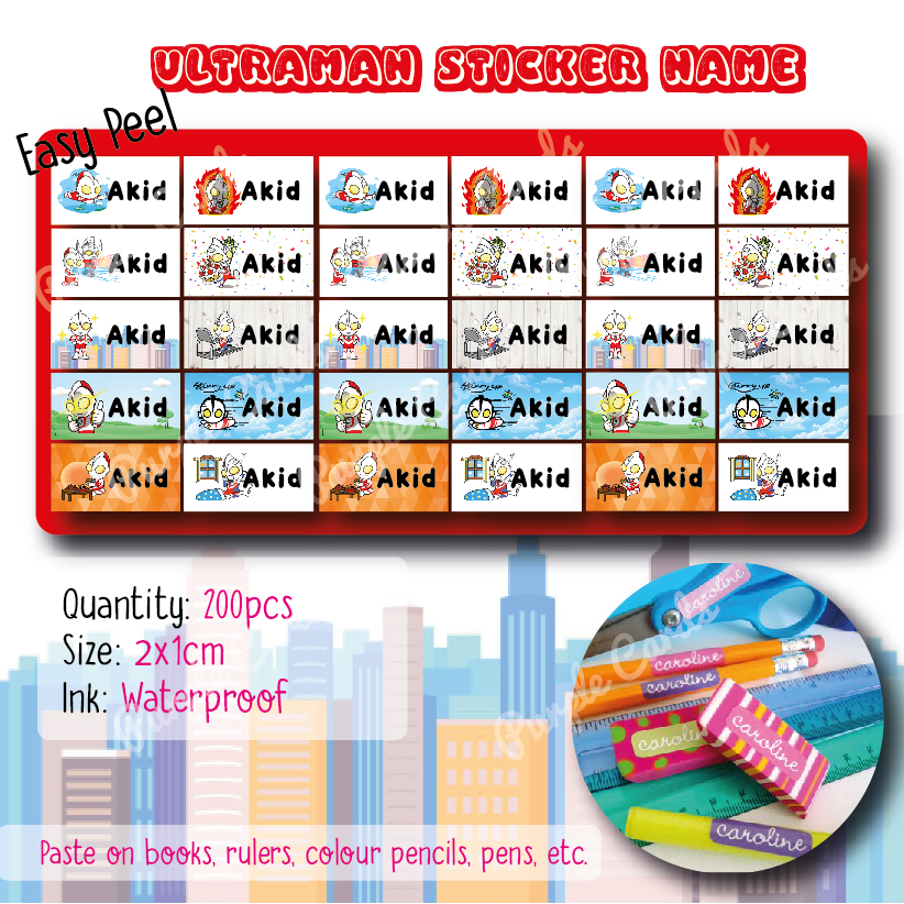 Sticker Nama 1X2cm 200pcs/ Sticker Name Label / Cartoon Sticker ...