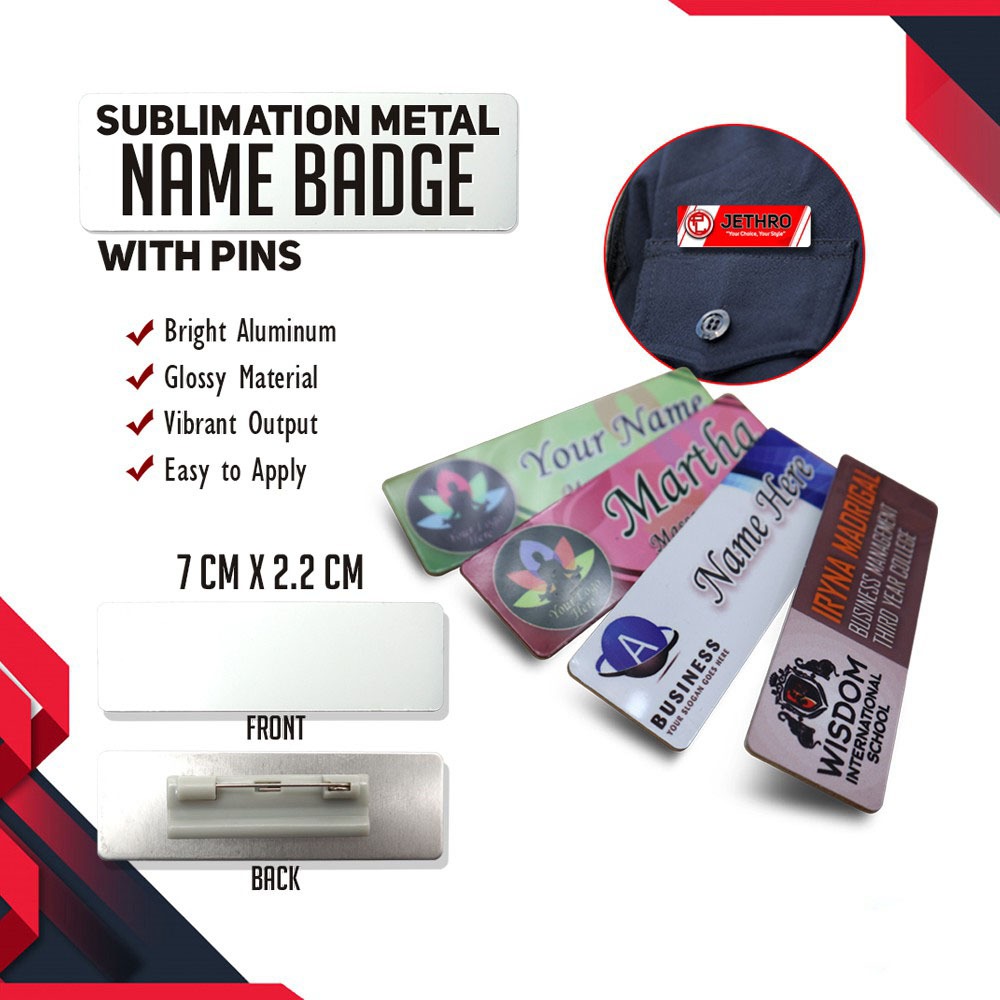 QUAFF 1PC 7x2cm Name Tag PIN Untuk Tag Nama Sekolah Cikgu Murid dan ...