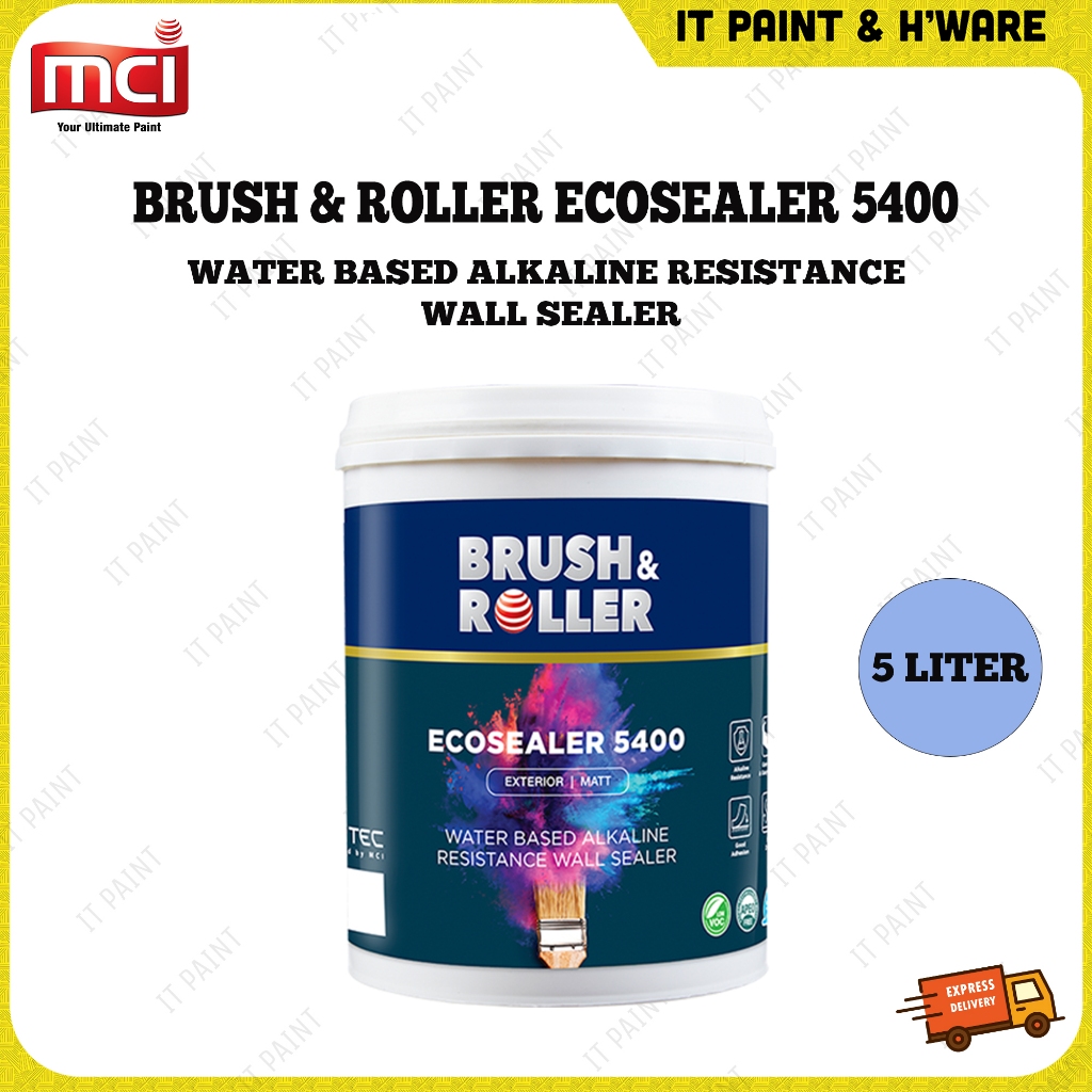 5 LITER BRUSH & ROLLER ECOSEALER 5400 WATER BASED ALKALINE RESISTANCE ...