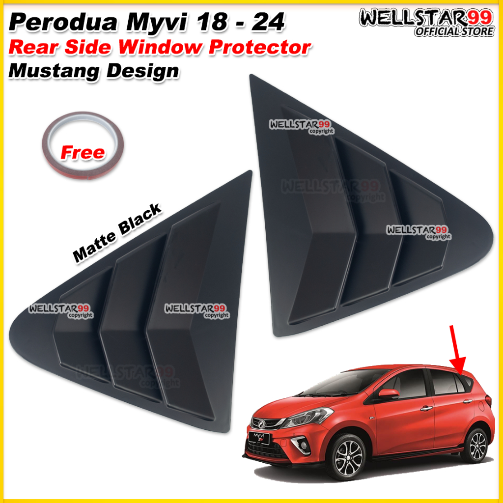 Perodua Myvi Gen3 2018 to 2024 Rear Side Window Protector Cover Mustang ...