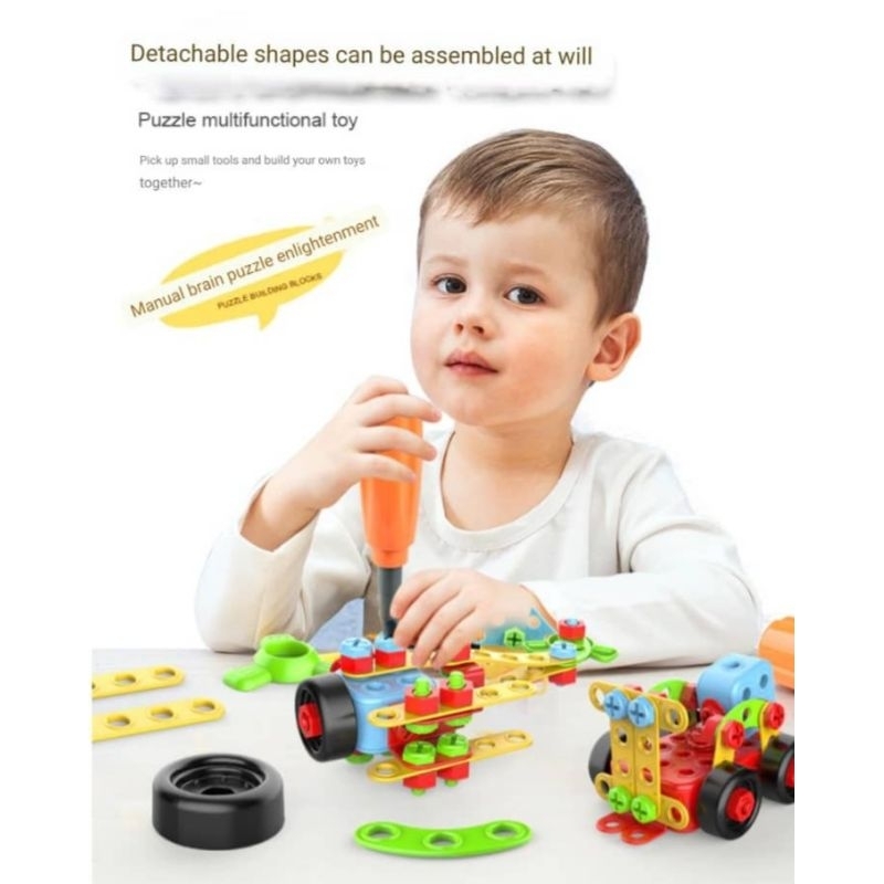 Screw drill toys 3D STEM Building BlocksChildren Electric Drill Toy Set ...