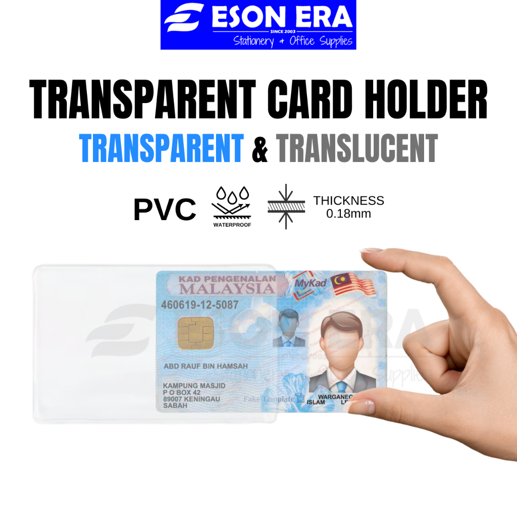 IC PVC Clear ID Holder Transparent / Translucent Folder Card Holder 0.18mm Name Badge | Shopee ...