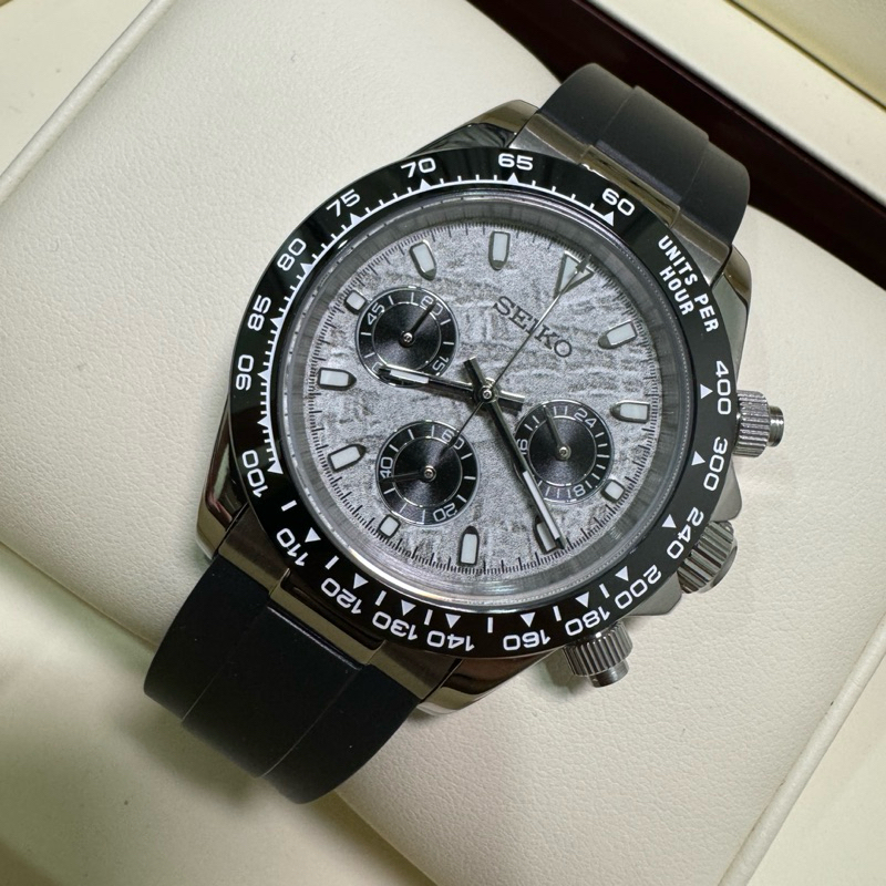 Seiko Mod - 40mm Meteor Dial VK63 Seiko Movement Chronograph Watch ...