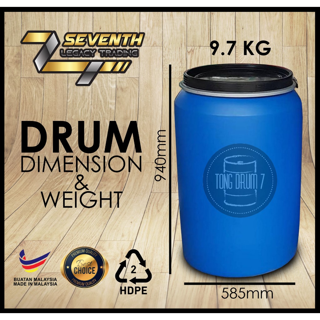 220 Liter Open Top Blue HDPE Plastic Drum Tong Biru Plastik [Seventh ...