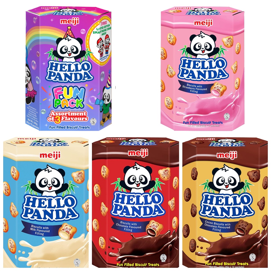 Meiji Hello Panda Biscuits 50g/260g [ Caramel / Chocolate / Strawberry ...
