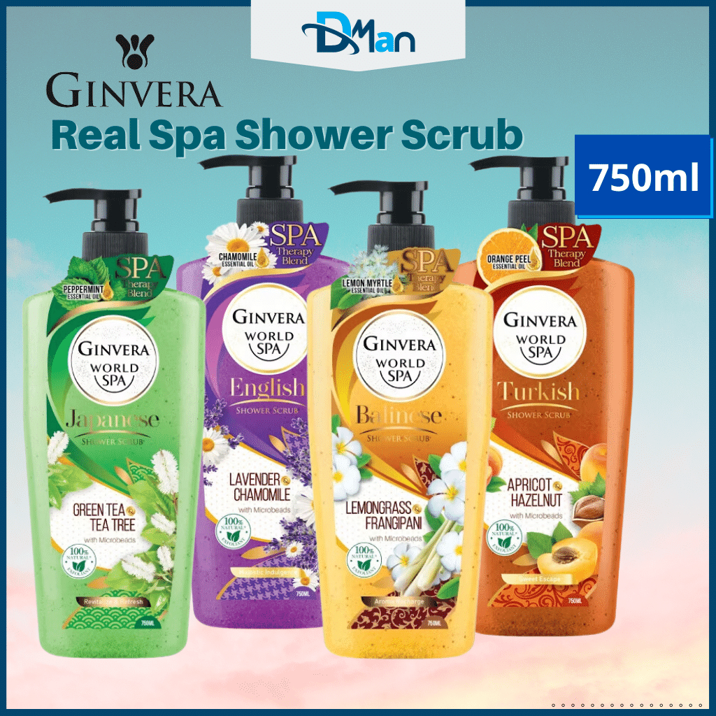 GINVERA World Spa Shower Scrub 750g Green Tea Lavender Lemongrass ...