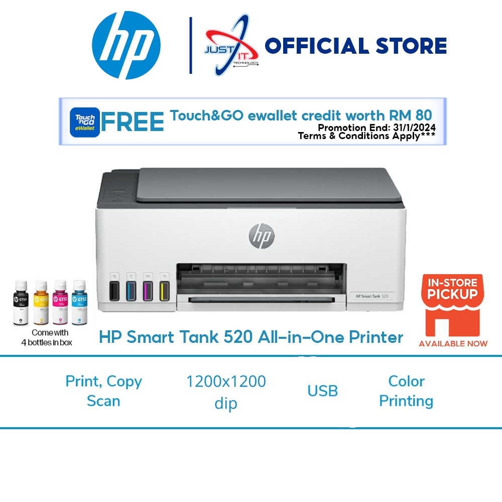 HP Smart Tank 520 All-in-One Printer (1F3W2A)-PRINT | SCAN | COPY | USB ...