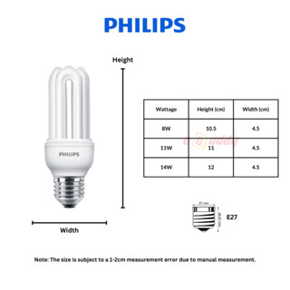 PHILIPS E27 Genie Energy Saver Bulb 8W 11W 14W ( 2700K Warm White / 6500K Daylight ) | Shopee ...