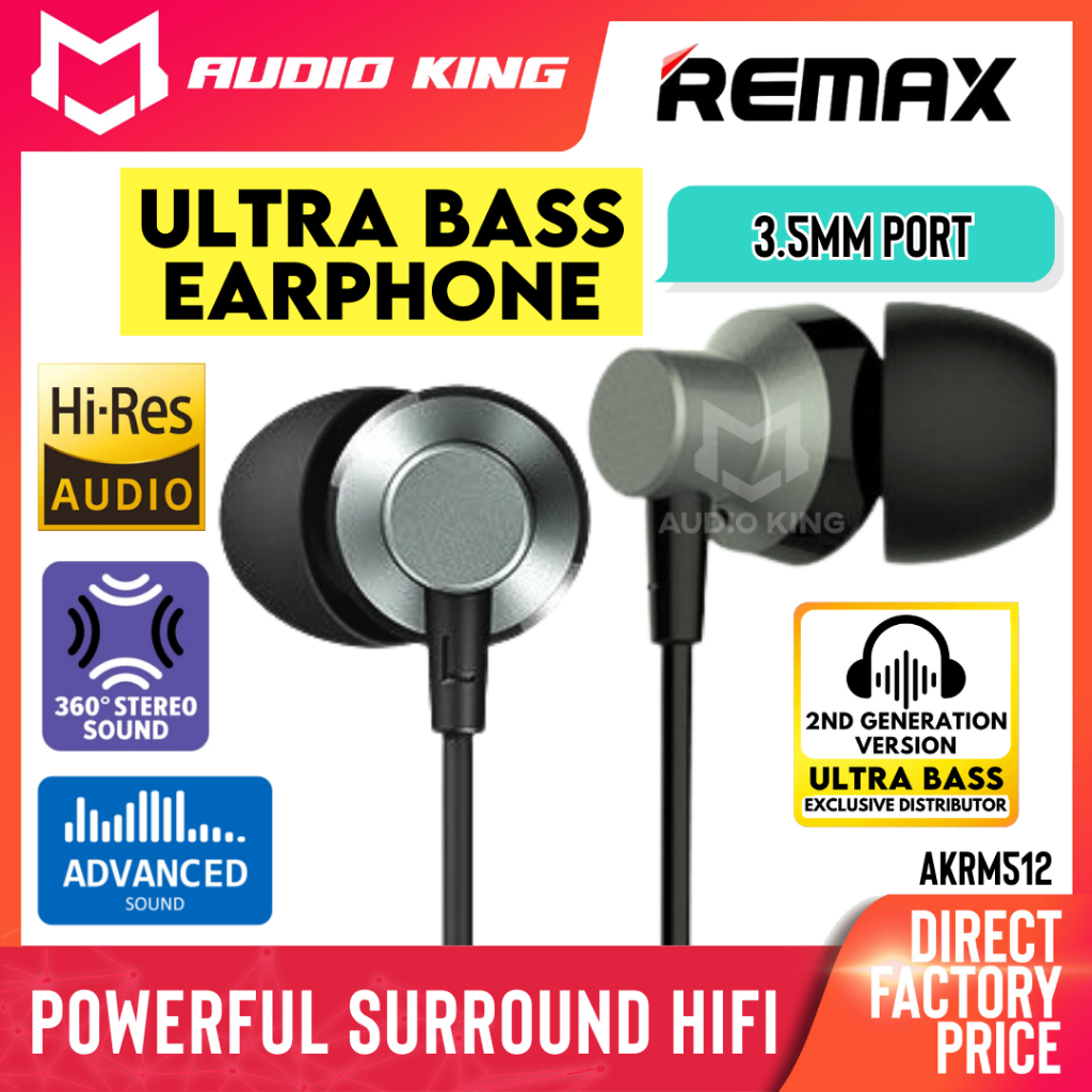 REMAX Earphone Bass Power Original 3.5mm Wired In Ear Earfone With ...