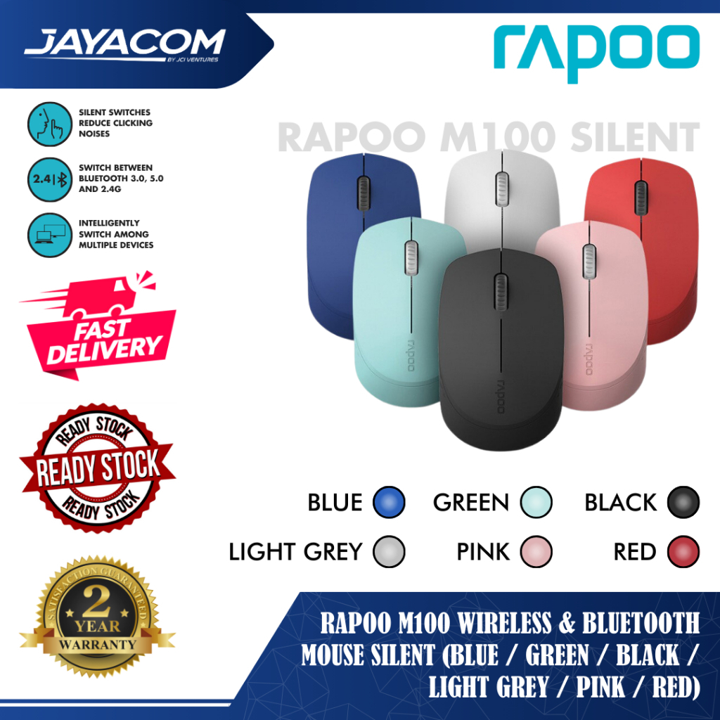 Rapoo M100 Wireless & Bluetooth Silent Mouse (Blue / Green / Black ...