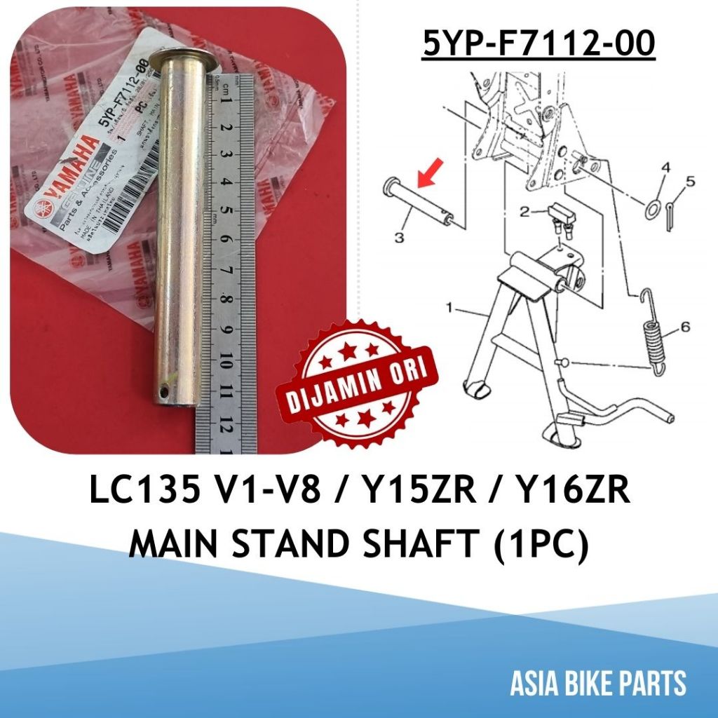 Yamaha Original Y15ZR Y16ZR / LC135 V1-V8 Main Stand Shaft Double Stand ...