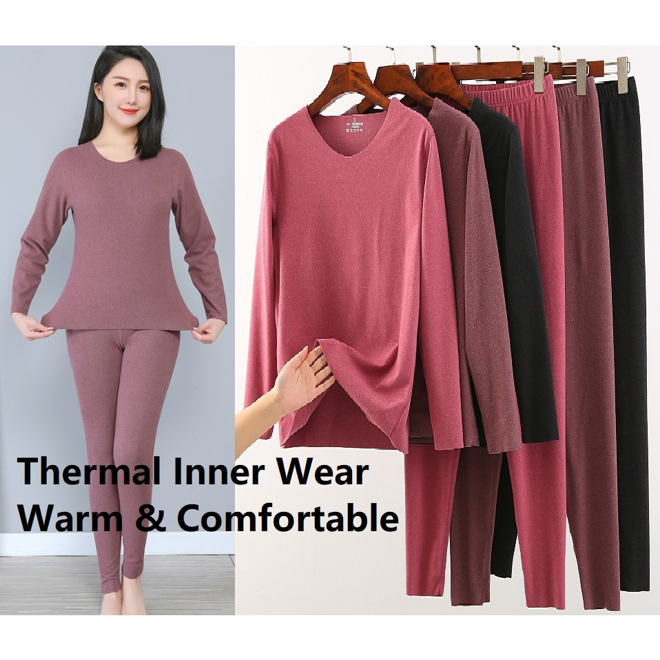 Women Plus size inner thermal Shirt Pant girls warm long johns - Ready ...
