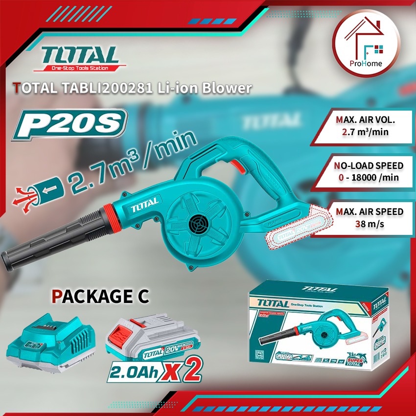 TOTAL 20V Cordless Li-ion Blower TABLI200281 /WADFOW P20S WBLP511 Li ...