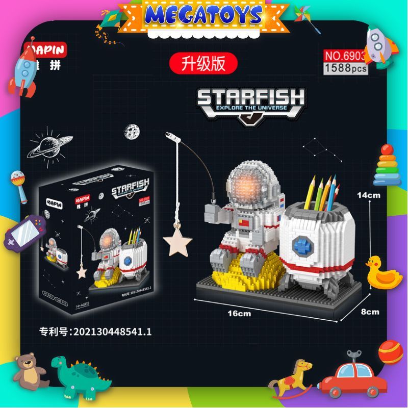 Astronaut Pen Holder 宇航员 太空人 笔筒 微钻小颗粒 拼装积木兼容男女孩礼物摆件 Gift | Shopee Malaysia