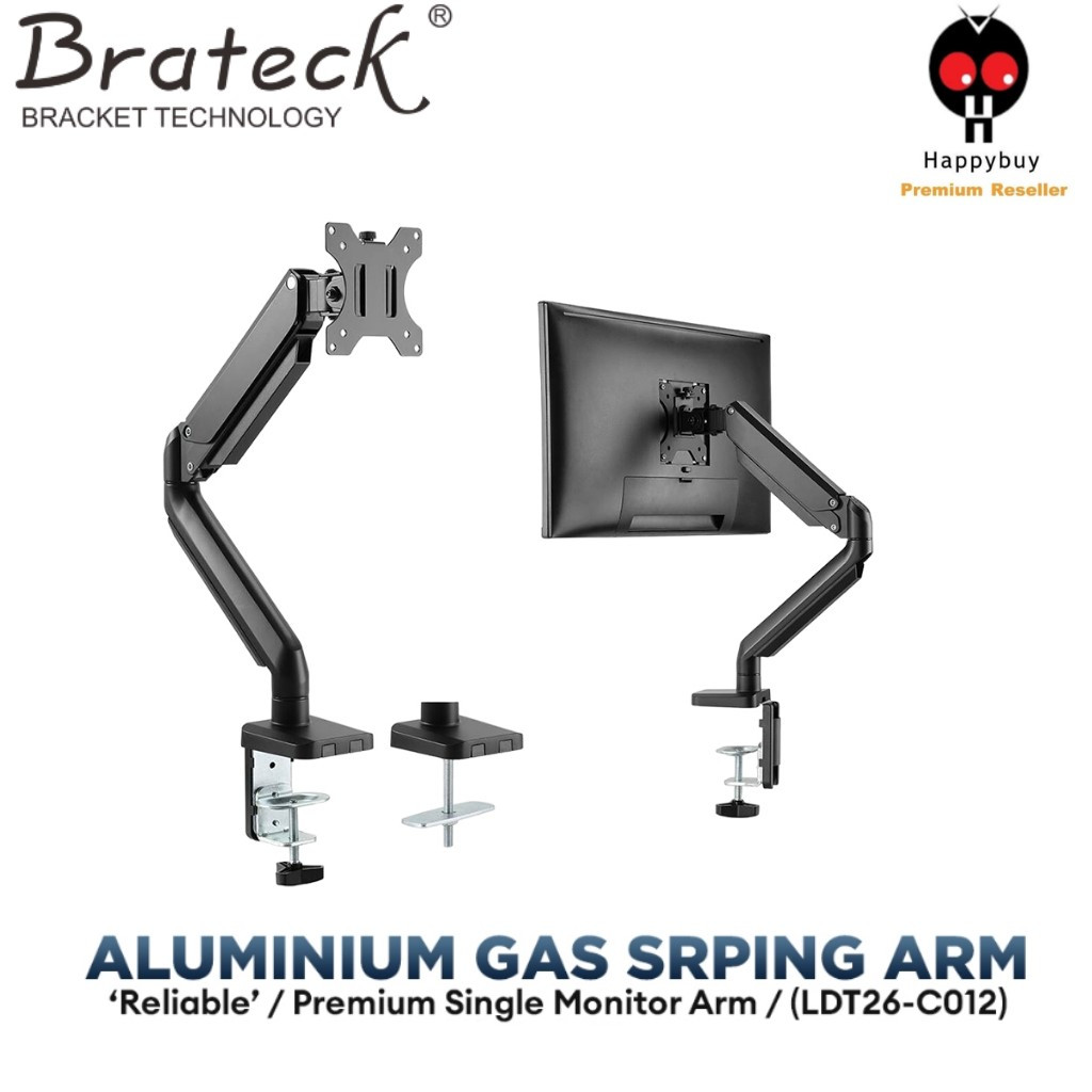 Brateck Bracket 17"-32" Single Monitor Aluminum Gas Spring Arm Up To ...