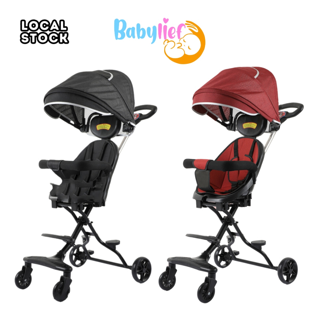 Babylief 4-Wheel Stroller - 2-Way Foldable Baby Stroller with Canopy ...