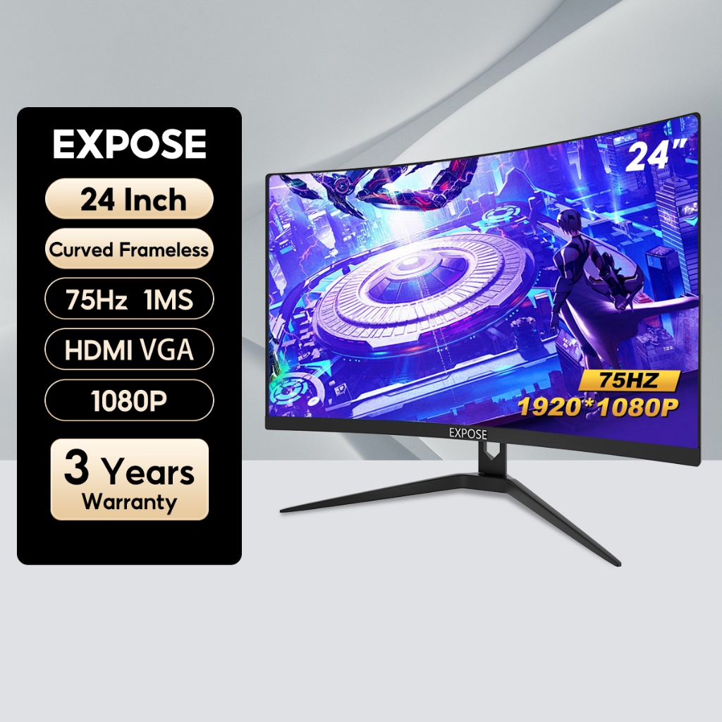 Monitor Pc 24 Inch Flat 75Hz LED Pc Monitor 1080P EXPOSE 27 Gaming ...