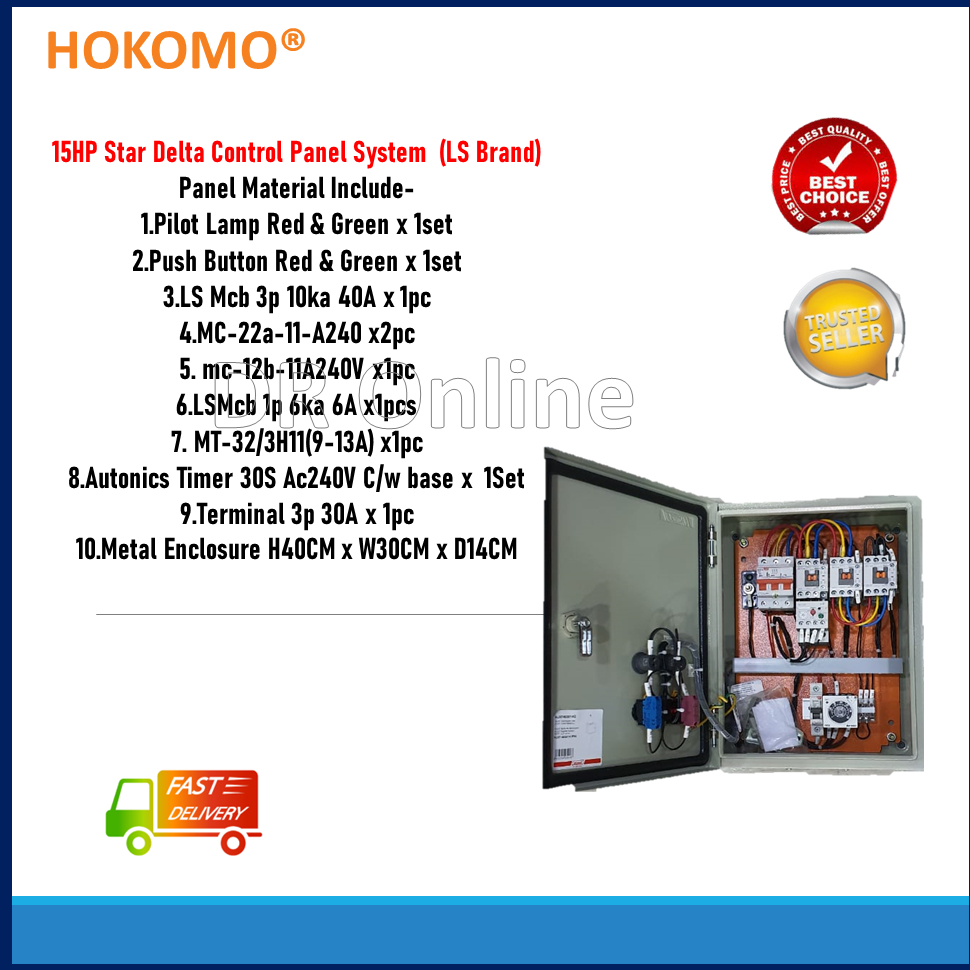 15HP STAR DELTA CONTROL PANEL SYSTEM ,BRAND SHIHLIN/LS/CHINT | Shopee ...