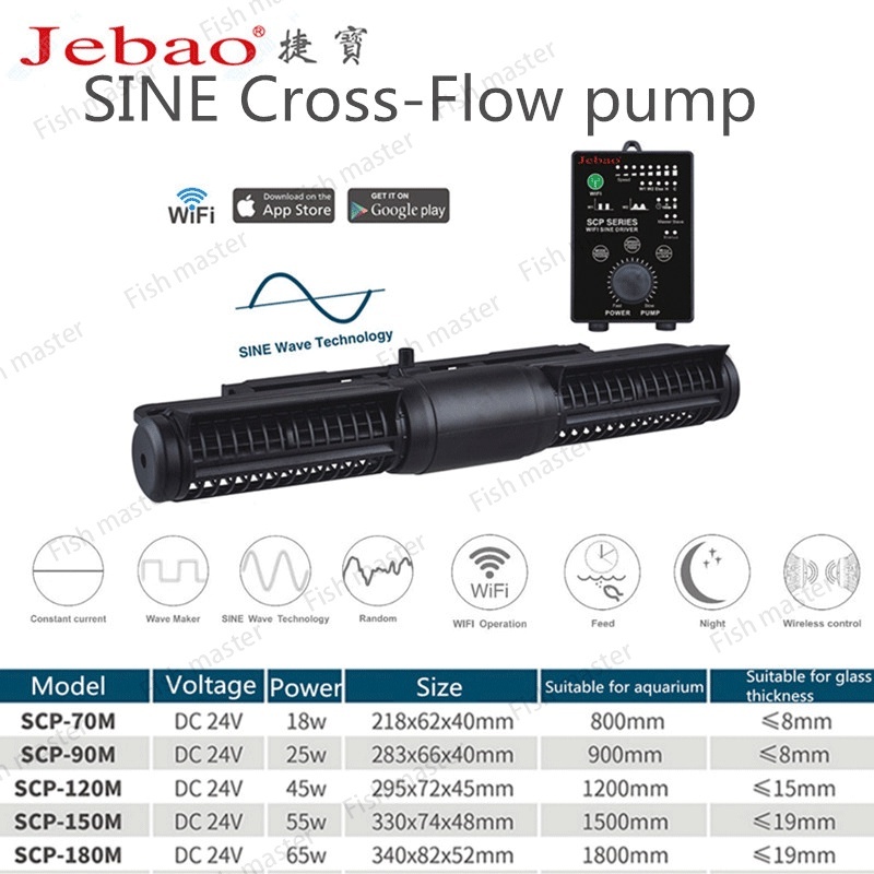 Jebao New SCP-120 Cross flow Gyre wave maker Series Wifi Cross Flow Pump Wave Maker for Marine ...