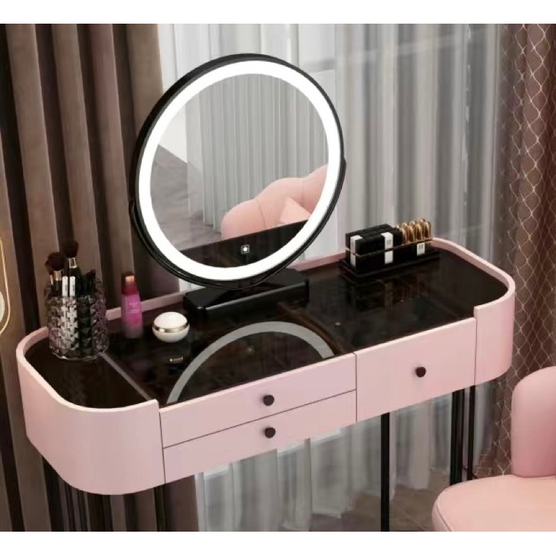 Table Black pink Meja Makeup Meja glass top dressing table bedroom set ...