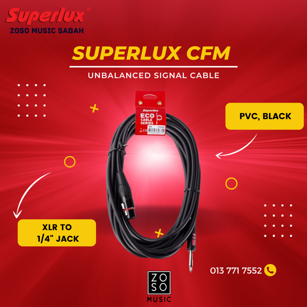 SUPERLUX CFM UNBALANCED SIGNAL CABLE / XLR TO 1/4" & BALANCE XLR TO XLR ...