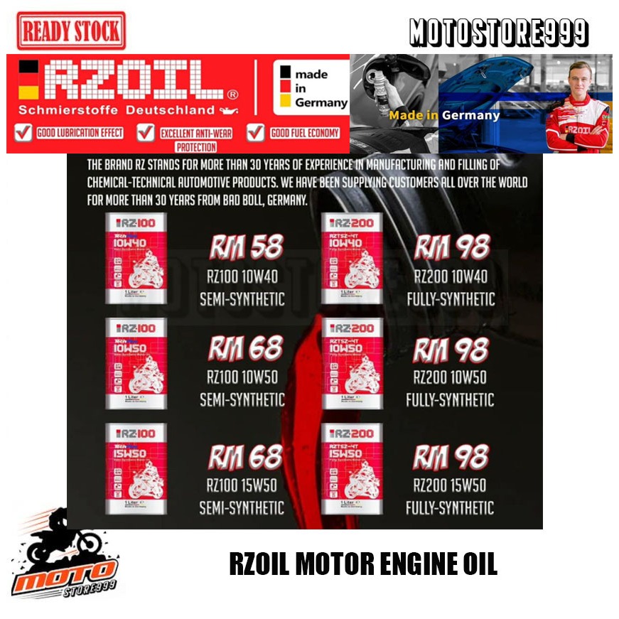 RZOIL MOTOR ENGINE OIL MINYAK HITAM MOTOR SEMI / FULLY 10/40 10/50 15/50 VOLTRONIC COMPANY READY ...
