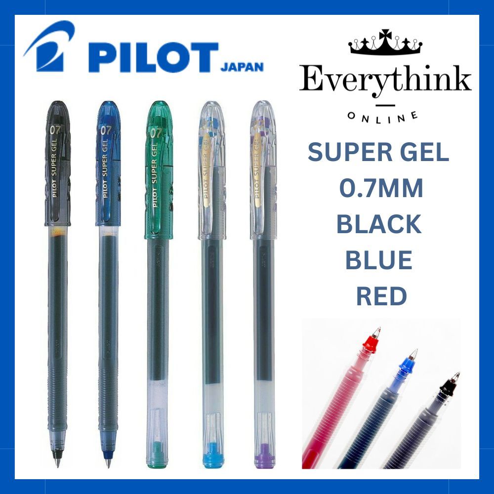 PILOT SUPER GEL PEN 0.7MM CAP TYPE FLUID WRITING RIDGED BARREL FINE ...