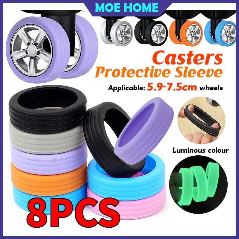 8pcs Luggage Wheels Protector Silicone Wheels Caster Shoes Travel ...