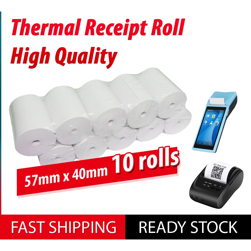 Thermal Paper Roll 57mm x 40mm 58mm x 40mm (10 Rolls/20Rolls) Card ...