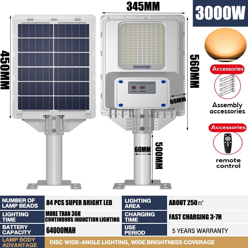 4000W Solar Light Outdoor Lighting IP67 Waterproof Lampu Solar AUTO Switch Lampu Led Remote ...