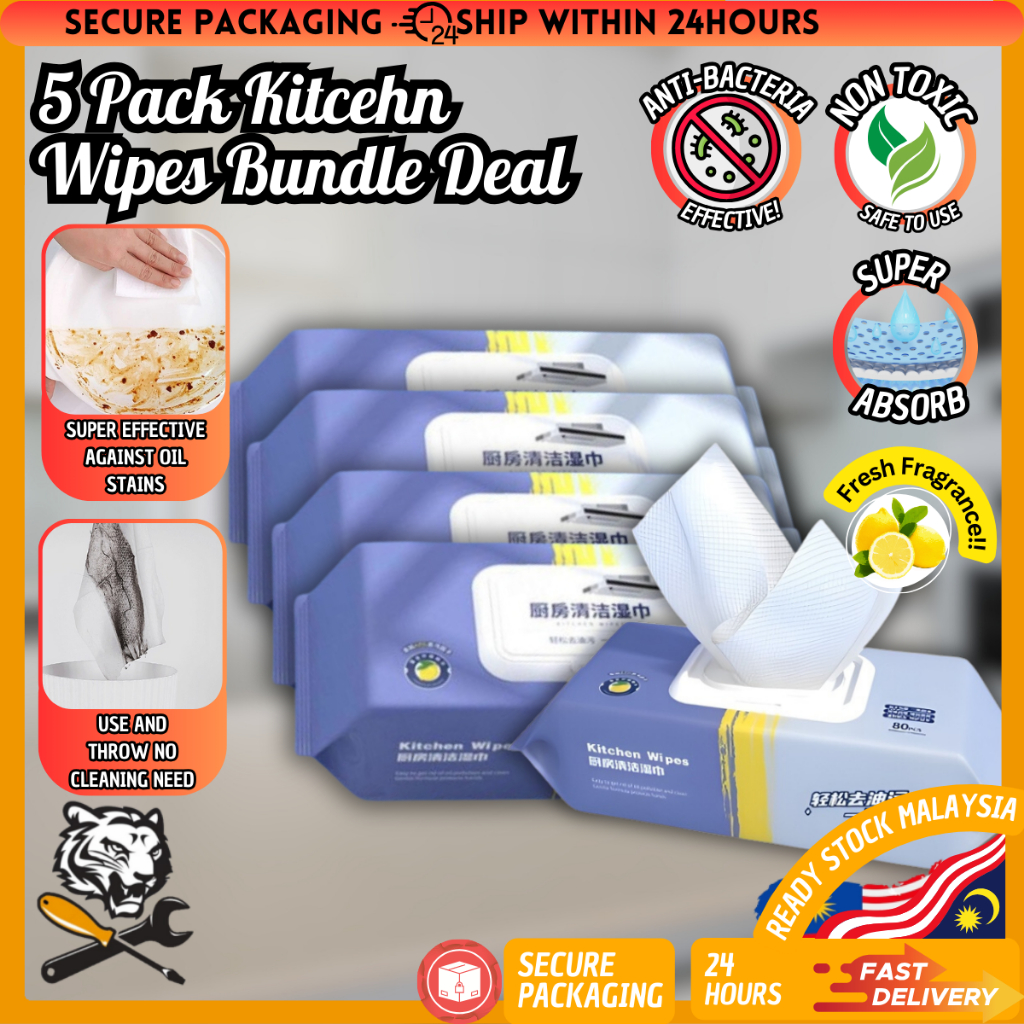 3THW 80pcs Kitchen Cleaning Degreasing Wipes Bundle Deal Strong ...