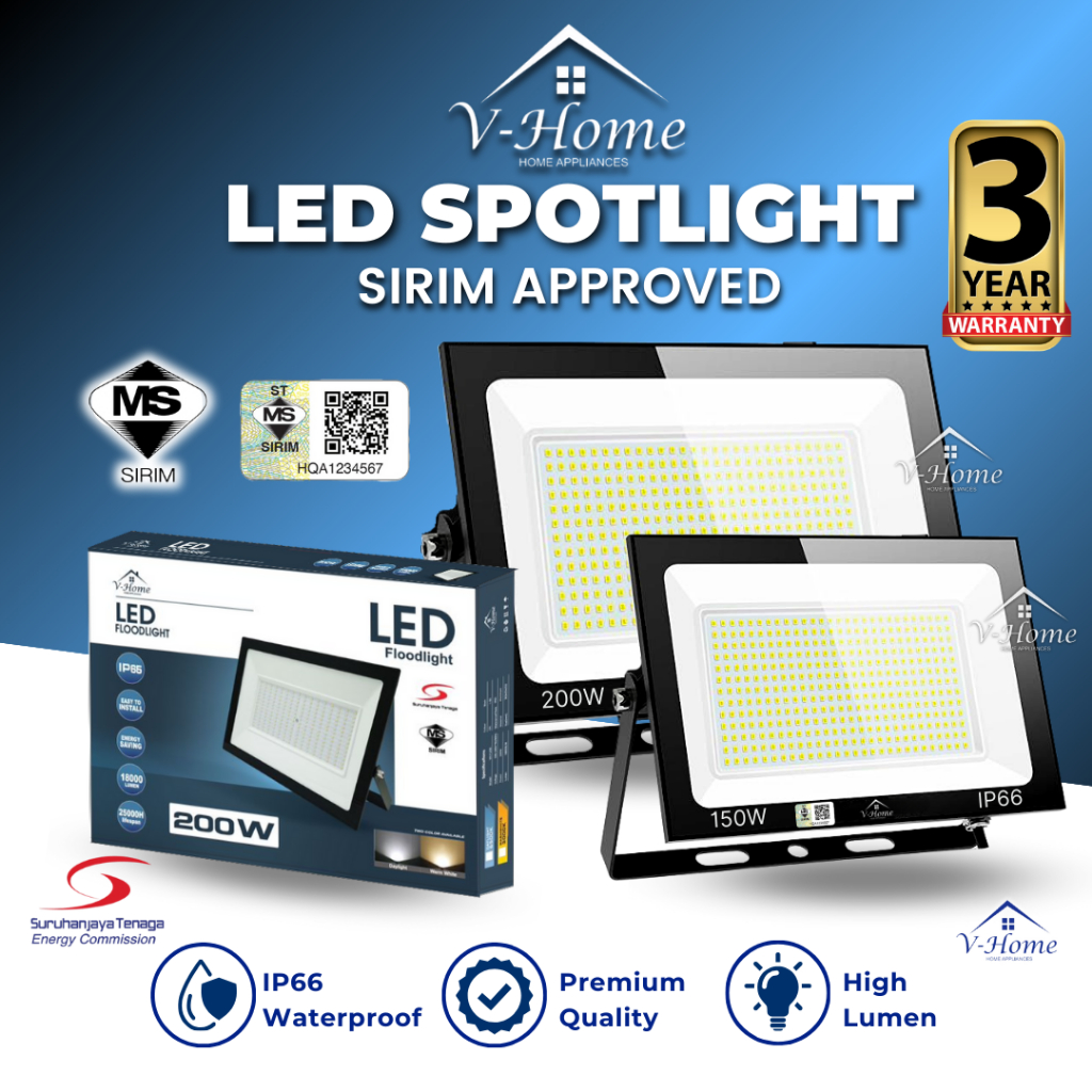 [SIRIM] VHome® LED Outdoor Spotlight IP66 Flood Light Celling Wall 10W ...