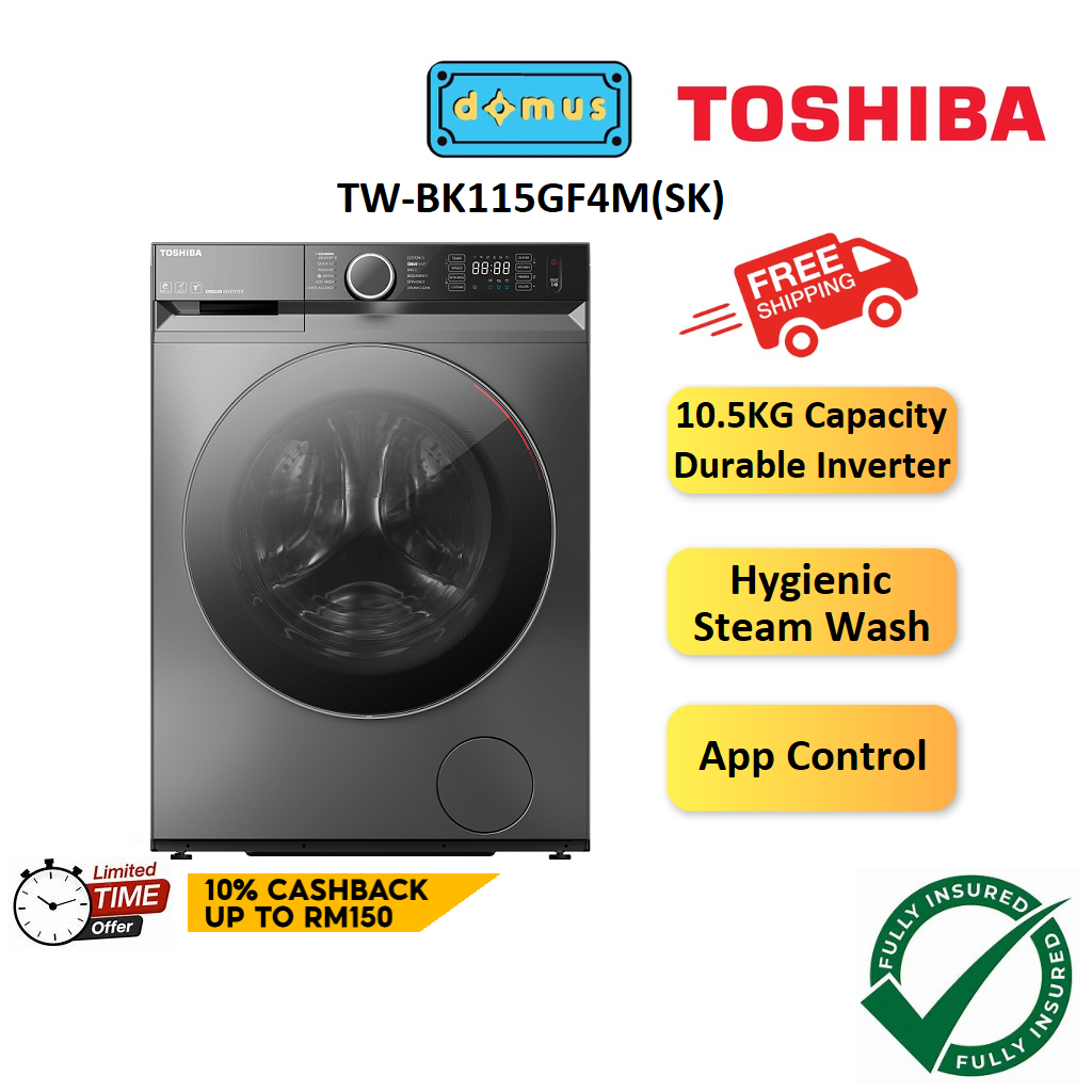 PREMIUM Toshiba Front Load Washing Machine Inverter 10.5KG With Steam Wash Washer Mesin Basuh ...
