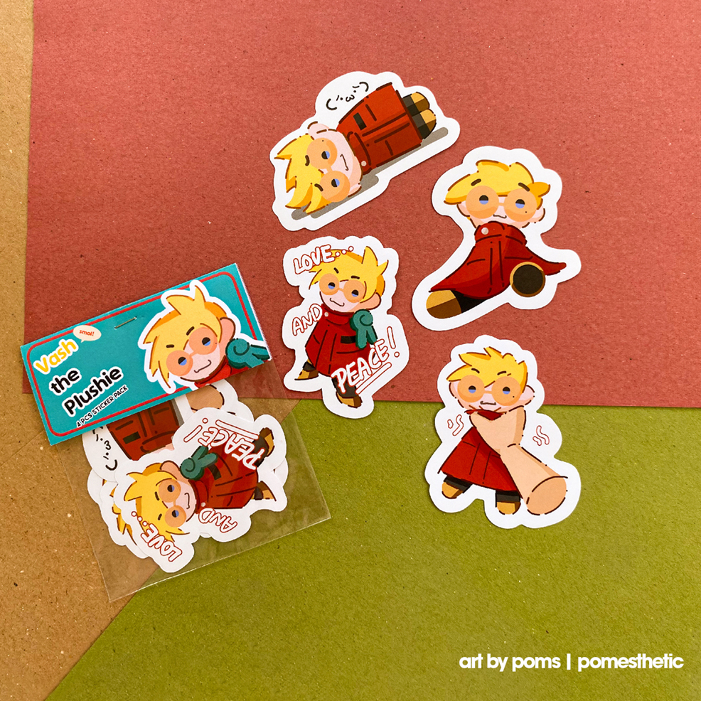 Trigun Stampede Vash the Plushie (Teru Vash) Sticker Pack - poms ...