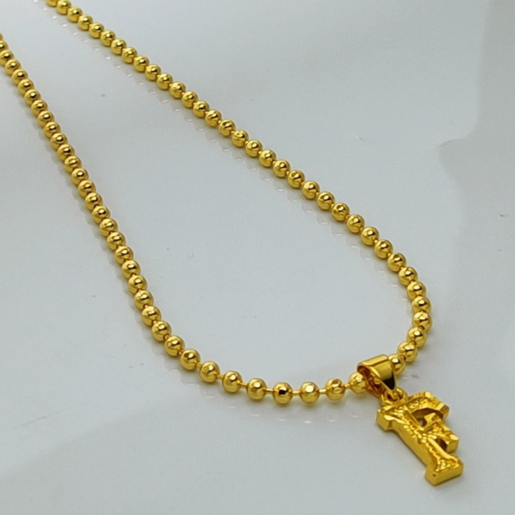 Rantai Leher Perempuan dan Loket huruf Emas Korea 24K Women Necklace Gold Plated | Shopee Malaysia
