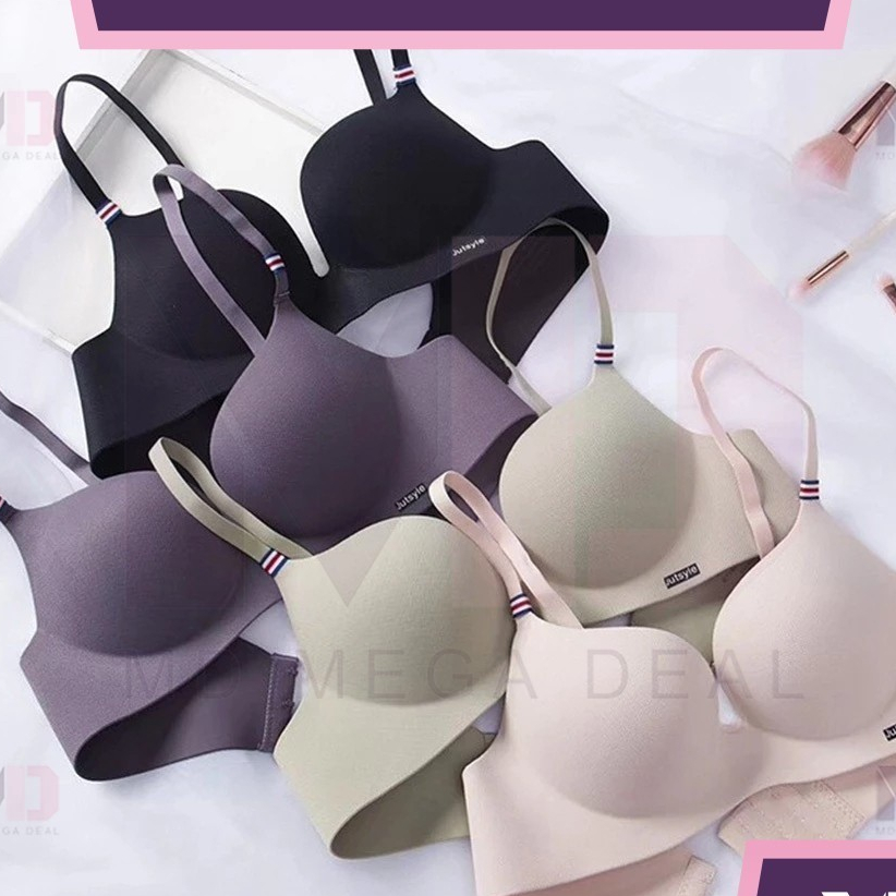 Small Chest Gathered Girl Comfort Simple Bra Seamless Wireless Bra ...