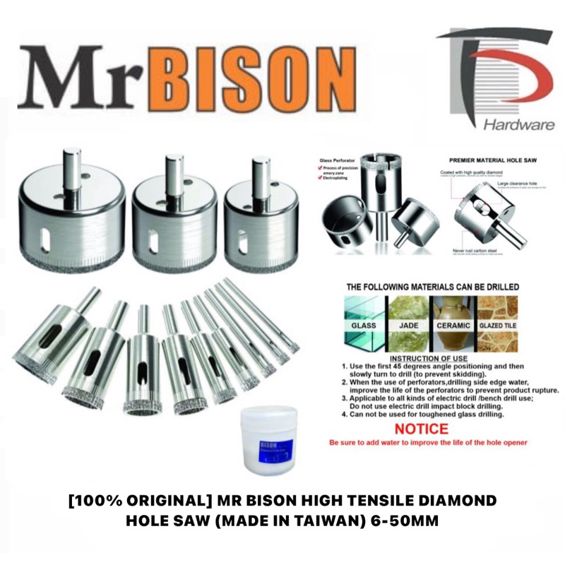 [100% ORIGINAL] MR BISON HIGH TENSILE DIAMOND HOLE SAW (MADE IN TAIWAN ...