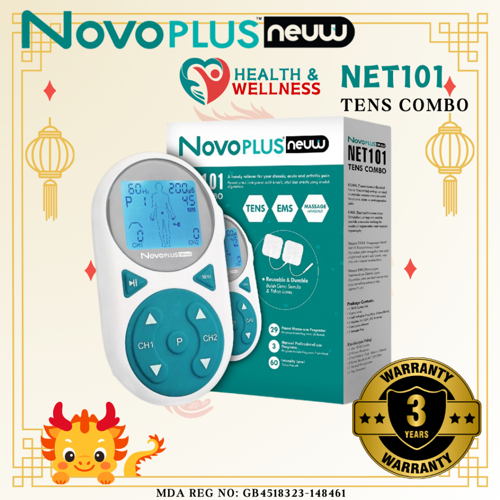 【PROMO】NET101 TENS Combo/NovoplusNeuw/3 years warranty/EMS for Stroke Patient/Massage Function ...