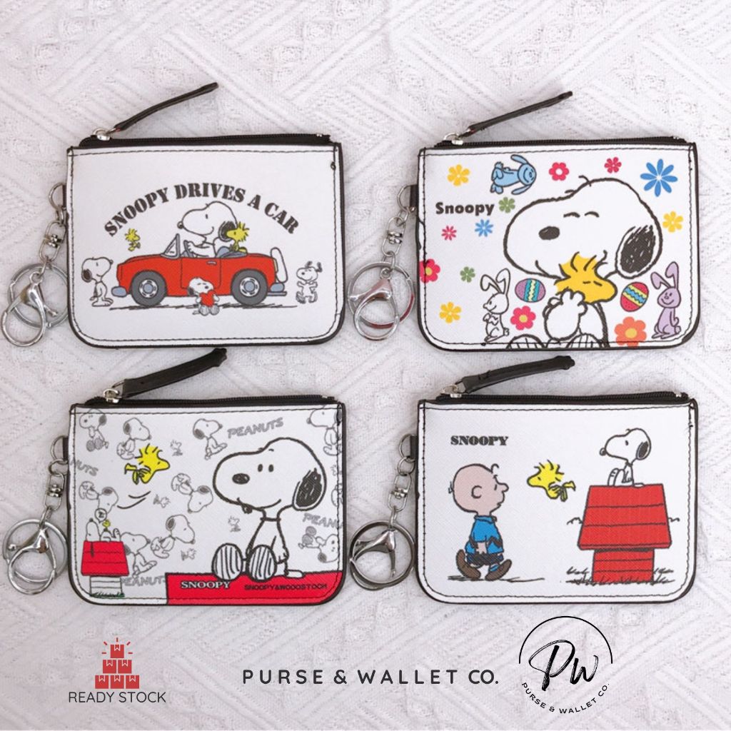 Snoopy Snug Card Holder Zipper Coin Purse Mini PU Leather Wallet | Mini ...