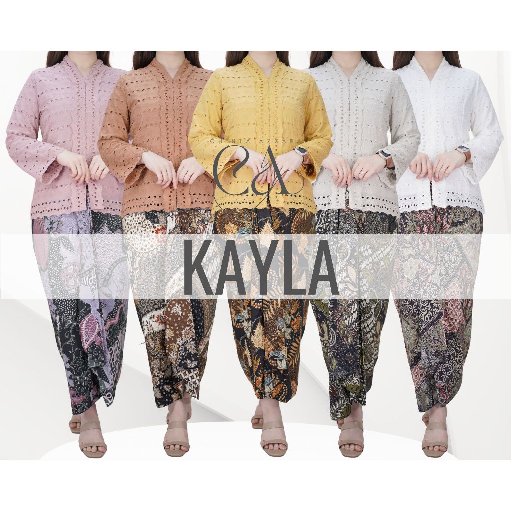 KAYLA KEBAYA COTTON EYELET FULL LINING SET BATIK BAJU RAYA 2024 READY STOCK | Shopee Malaysia