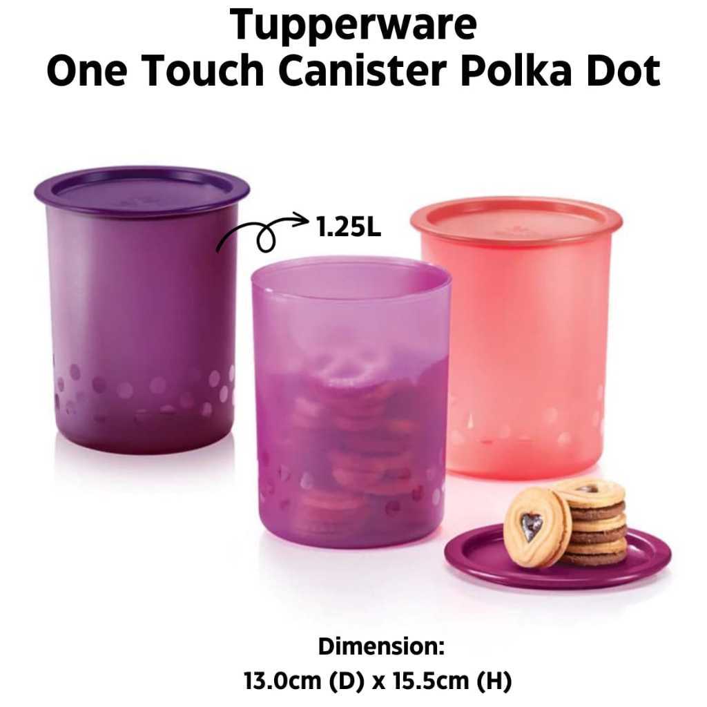 Tupperware Polka Dot One Touch Canister Set (3) 1.25L | Shopee Malaysia