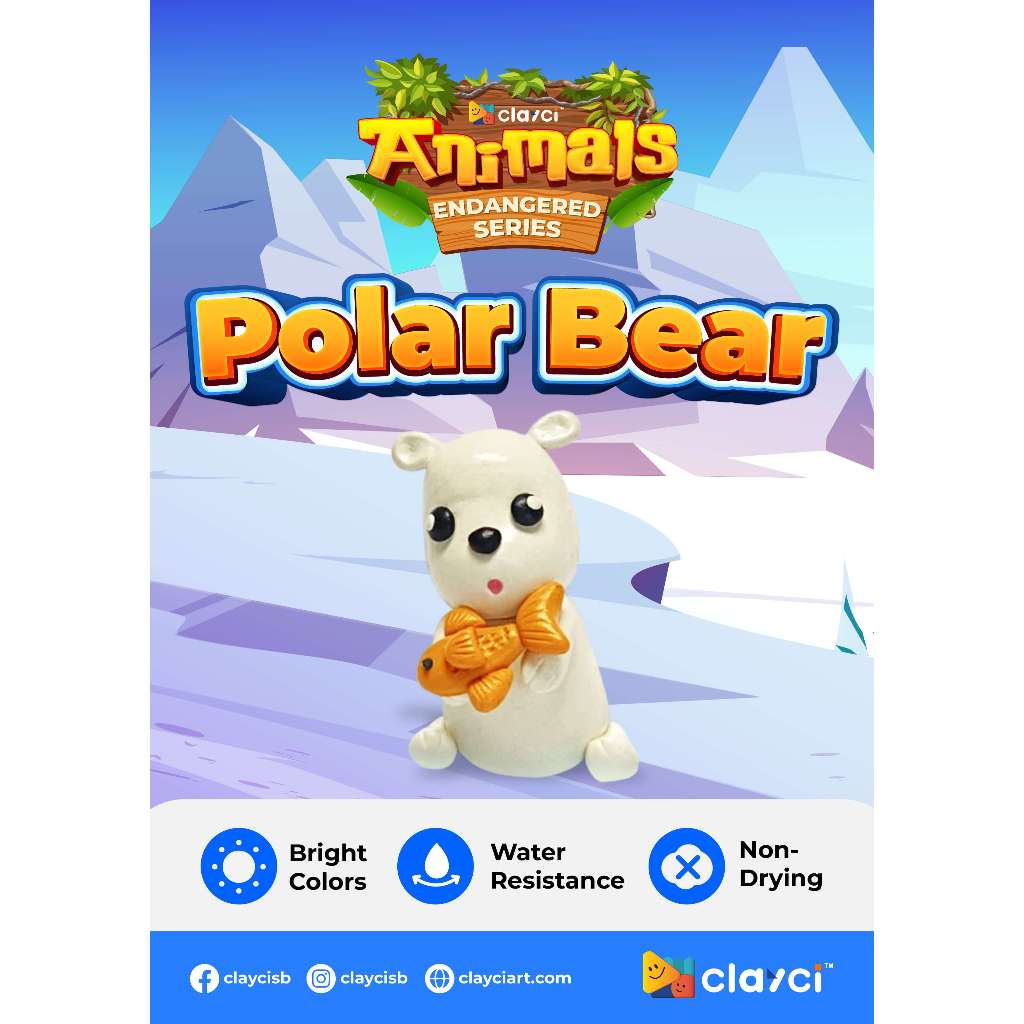 Clayci Animals Polar Bear Rubber Clay DIY Kit Waterproof Craft Nontoxic ...