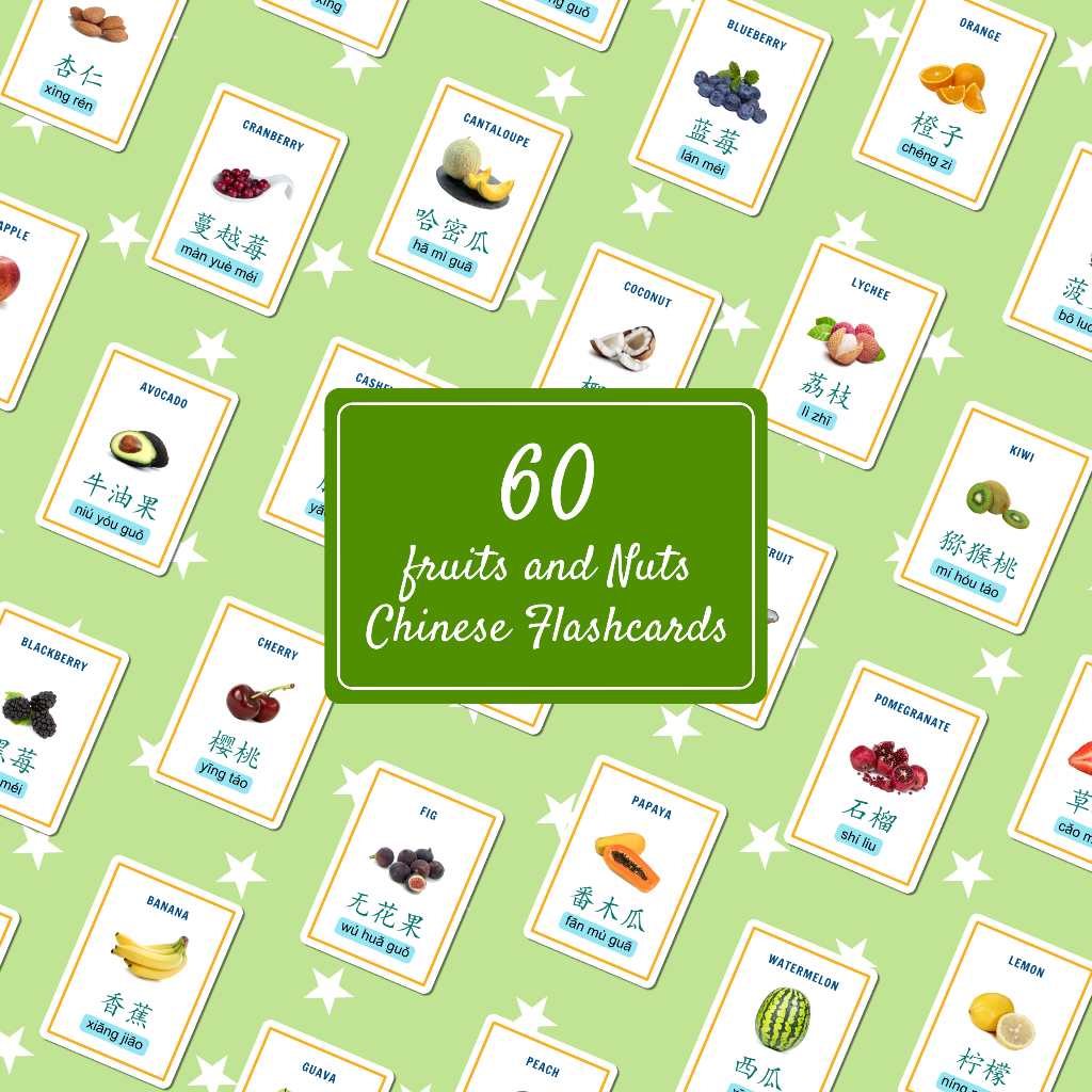 [Digital] 60 Fruits and Nuts in Chinese Flashcards | Shopee Malaysia