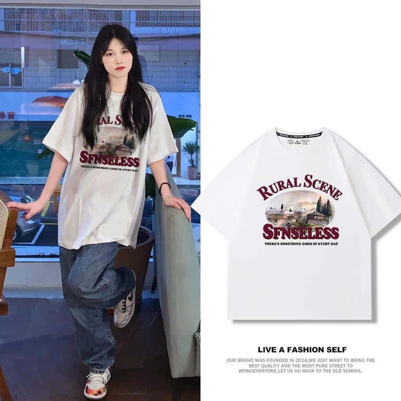 Oversize T-shirt Korean Style clothes Loose Half-Sleeve Unisex Baju ...