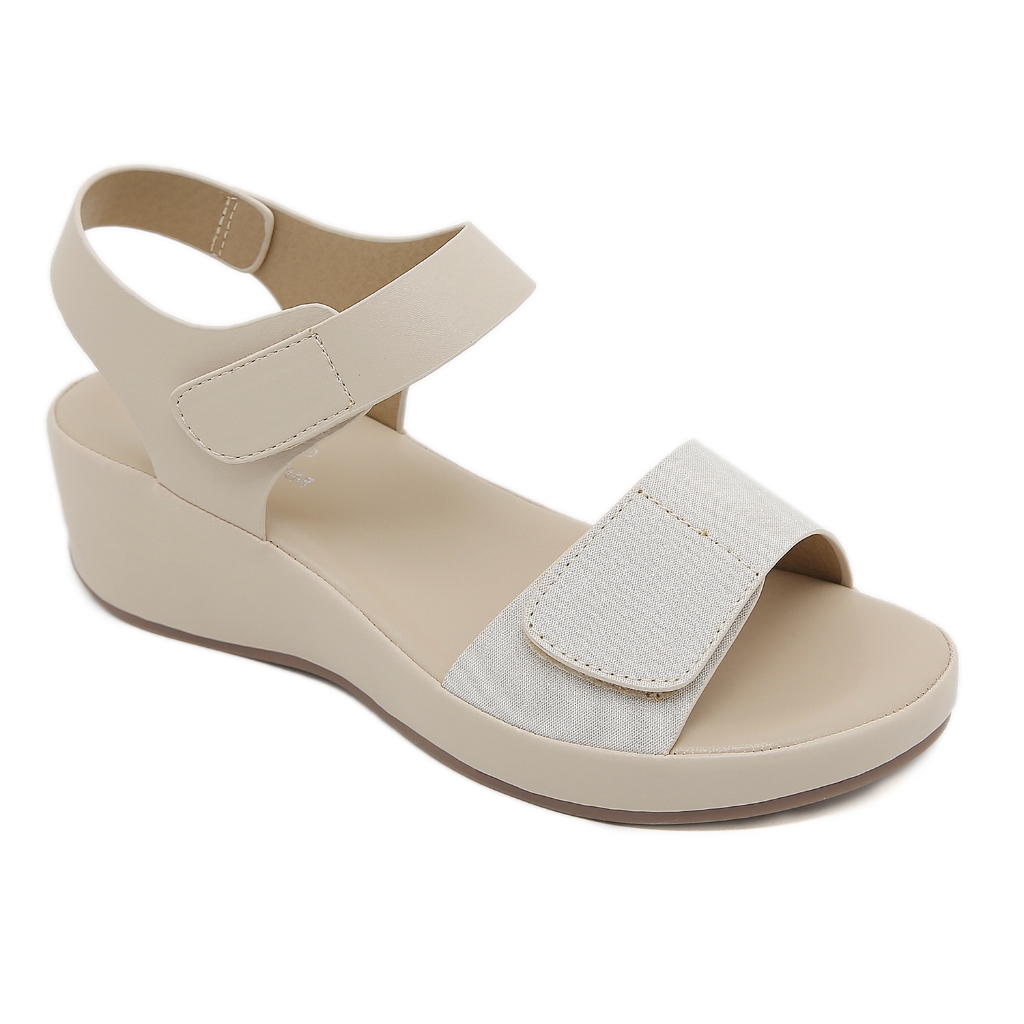 Ladies High Flat Wedges Magic Tape Sandal | Shopee Malaysia