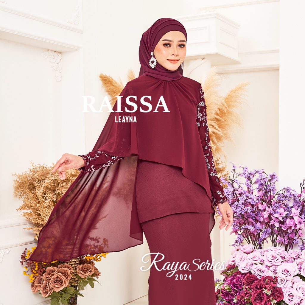 [LEAYNA.CO] [RAISSA] Baju Kurung Cape With Lace Timbul | Shopee Malaysia
