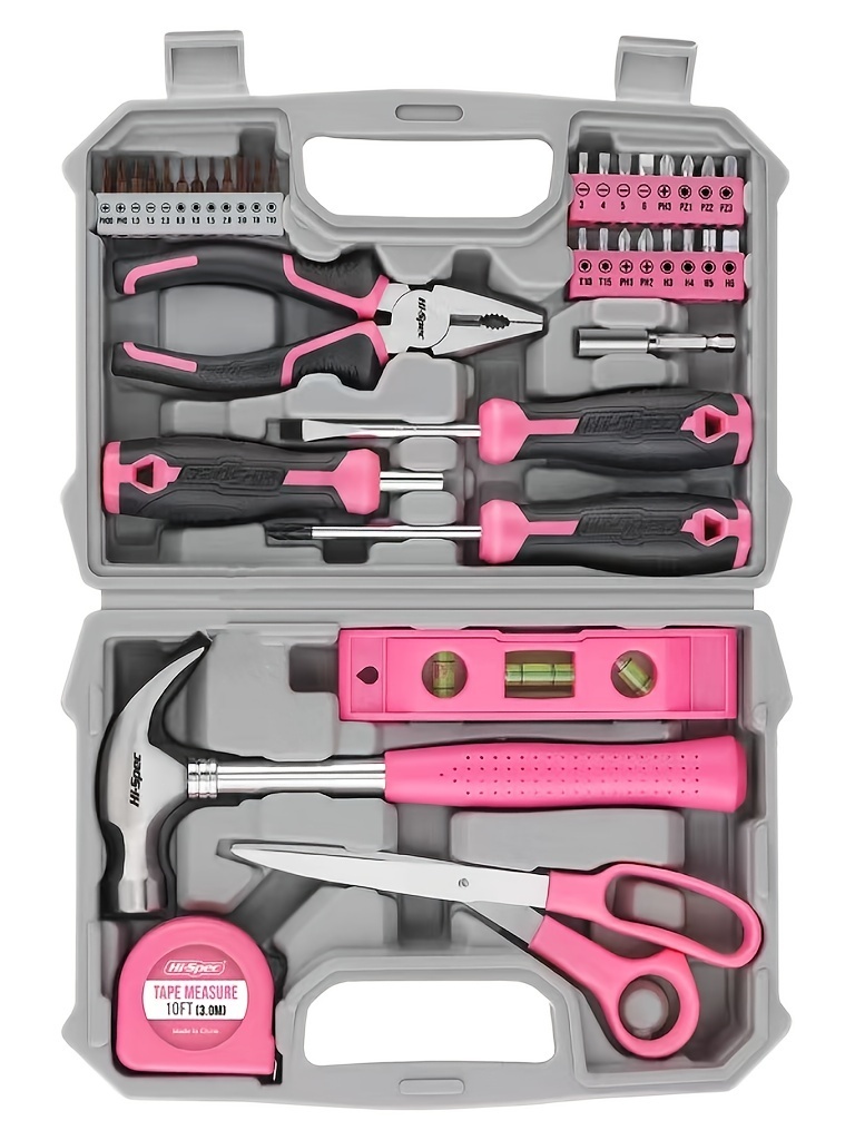 42pcs 53.34cm X 27.94cm Pink Tool Set, Tool Kit For DIY, Necessities ...