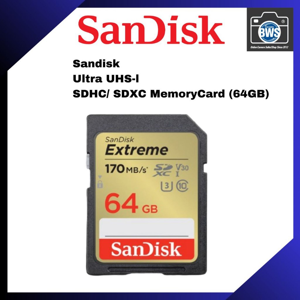 SanDisk Extreme 64GB 150MB /s U3 4K UHD Class 10 SD Card Memory Card ...