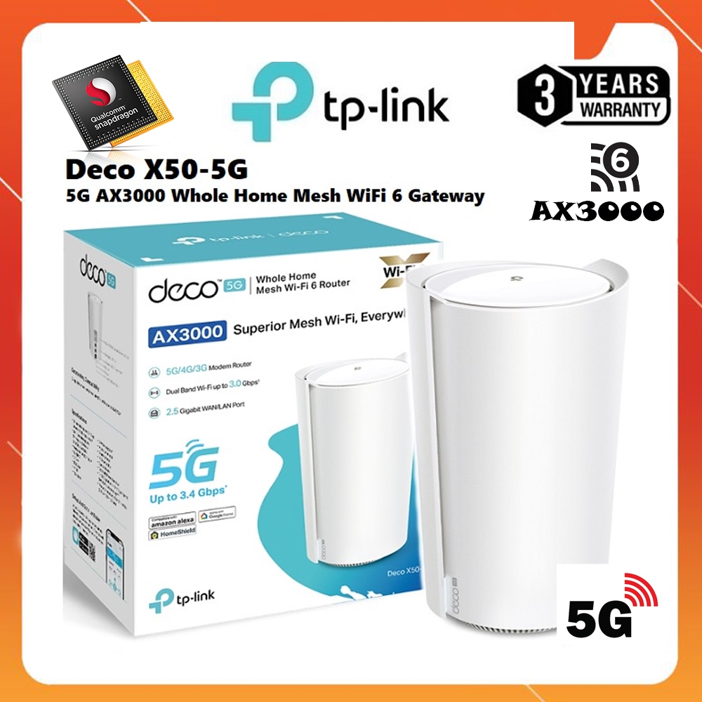TP-Link Deco X50-5G 5G AX3000 Whole Home Mesh WiFi 6 Gateway (Support ...